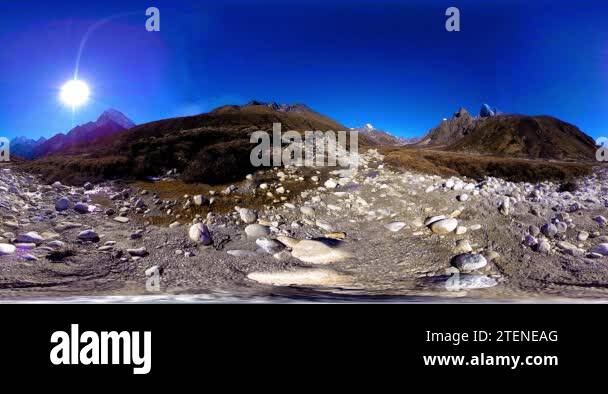4K VR of Dingboche and Pheriche village in Nepal, basic point of ...