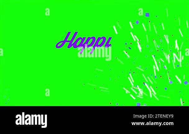 Happy Birthday Green Screen 4K Confetti Celebration Style typography ...