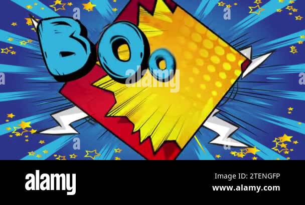 Boom box. Motion poster. 4k animated Comic book word text moving on ...