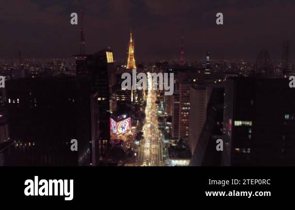Night scape downtown Sao Paulo Brazil. Cityscape of Sao Paulo Brazil at ...