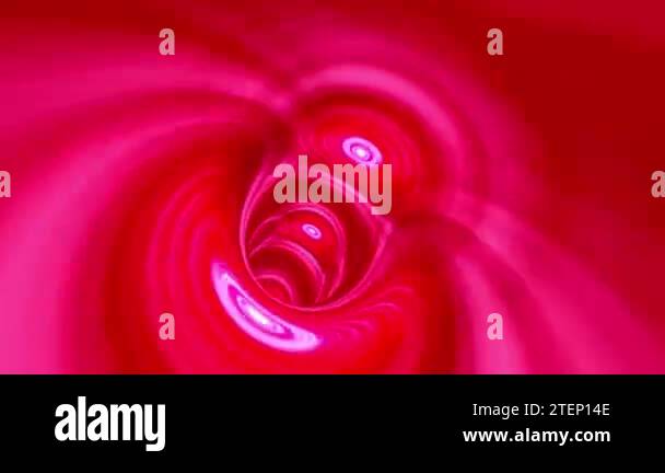 Abstract background Hypnotic neon red wave vortex tunnel flicker and ...