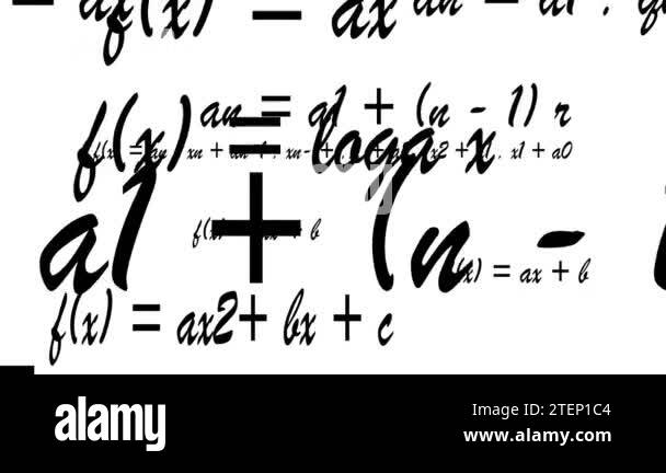 Animation of mathematical and physical formulas. Numbers and formulas scrolling across the ...
