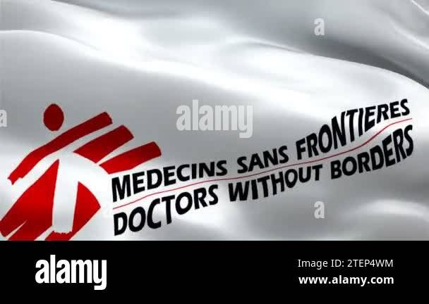MSF logo. National 3d Doctors Without Borders logo waving. Sign of MSF ...