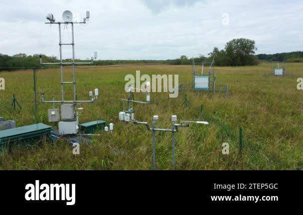 Station science research for studying wetlands meadows, drone aerial ...