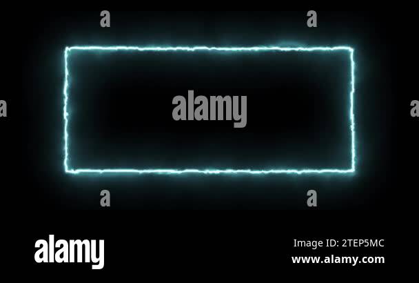 Rectangle, frame of energy, neon, smoke. blue white rectangle on a ...