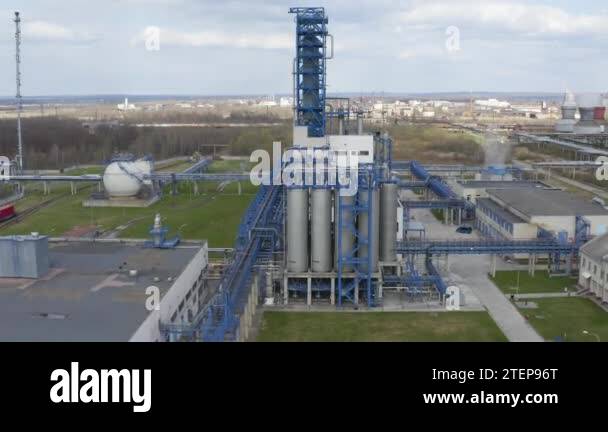Chemical processing plant. Aerial view of Modern high-tech production ...