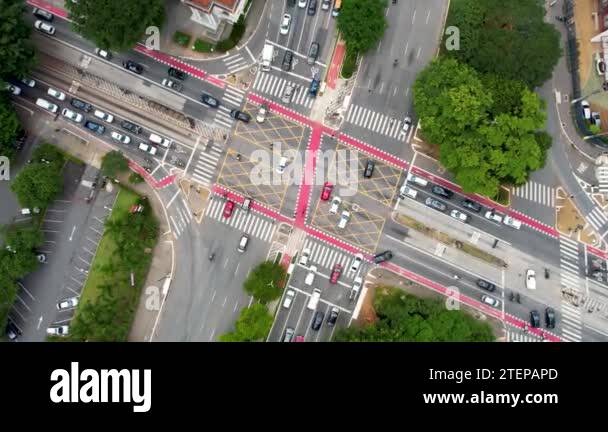 Top view famous crossing between Reboucas avenue and Brazil avenue at ...