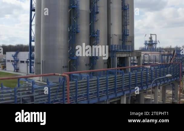 Chemical processing plant. Aerial view of Modern high-tech production ...