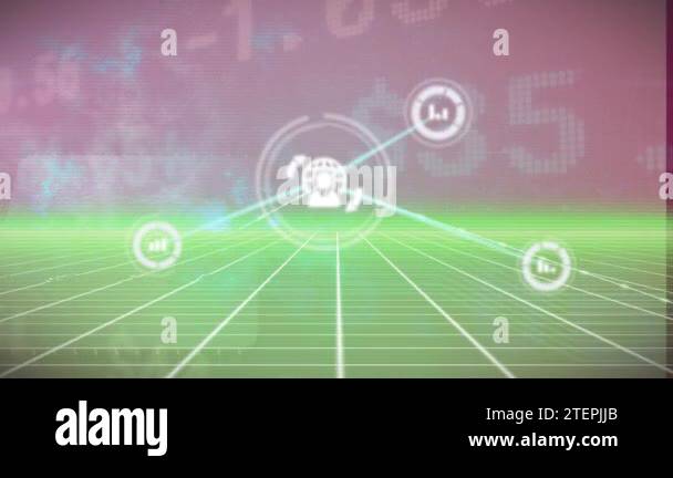 Animation of lines connecting people icons with digital stock market ...