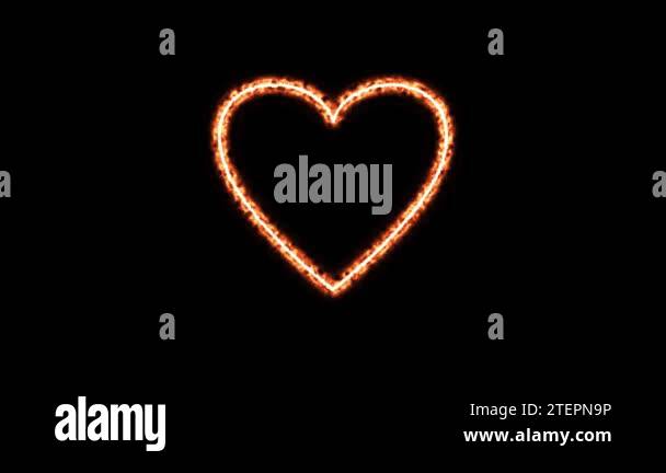 Fire heart animation. Heart symbol on fire on black background. heart ...
