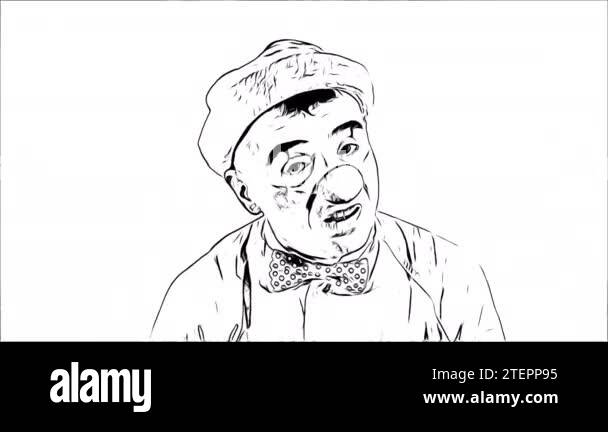 Emoji clown CARTOON (Black White) - Hot and Tired Face. A mime clown ...