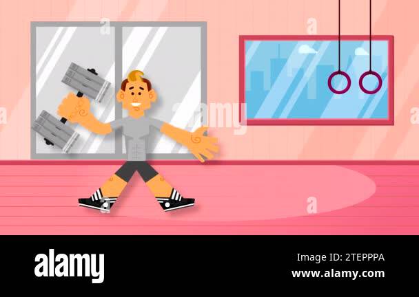 A man with big hands goes in for sports in the gym, shakes his muscles ...