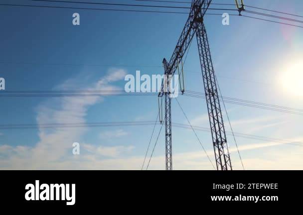 Electric power lines divided by safe guard insulating frame transfening ...