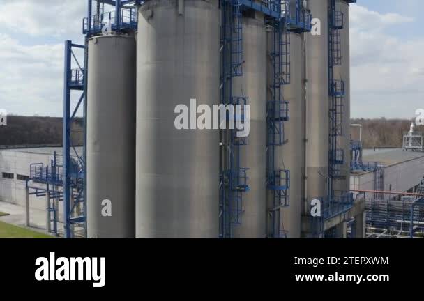 Chemical processing plant. Aerial view of Modern high-tech production ...