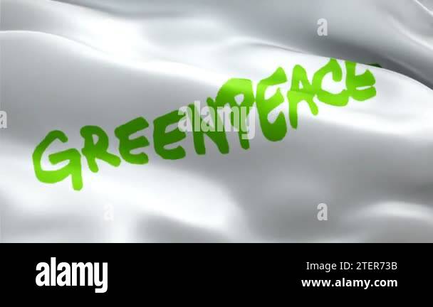 Environmental organization logo. National 3d Greenpeace logo waving ...