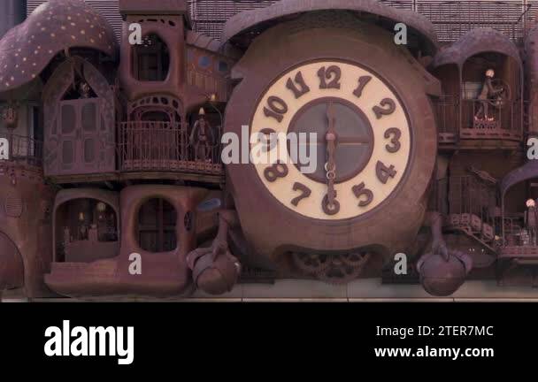 tokyo, japan - february 22 2022: Pan video of copper made automata ...