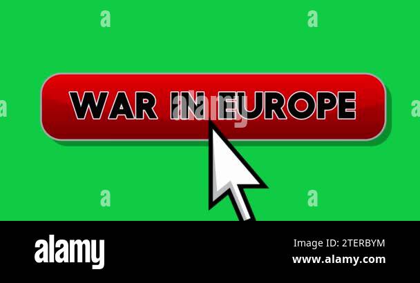 Cursor clicks on War in Europe button. Pointer arrow cursor clicking ...