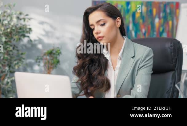 Elegant beautiful boss manager accounting worker secretary in office ...