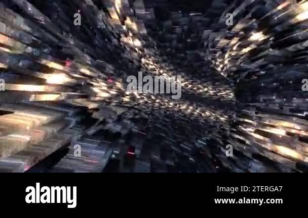 Abstract loop 3D futuristic hyperspace warp energy tunnel through space time.vortex loop ...