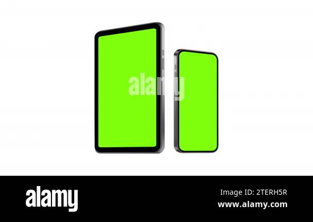 Animated Tablet and Phone Mockups With Green Screens, Side View ...