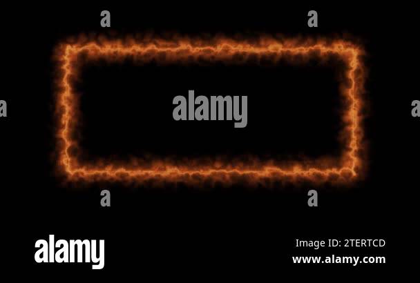 Fiery yellow red rectangle on a black background. Abstract rectangle ...