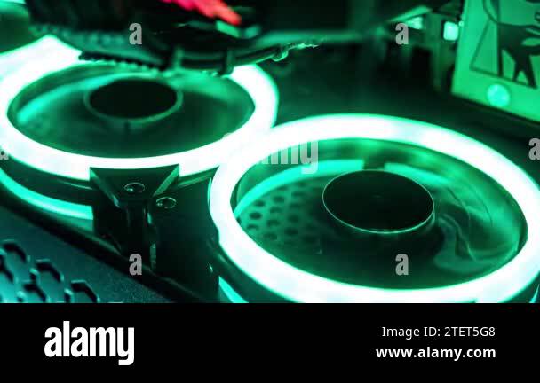rgb fan in pc case. Rainbow ropeller for cooling computer components ...