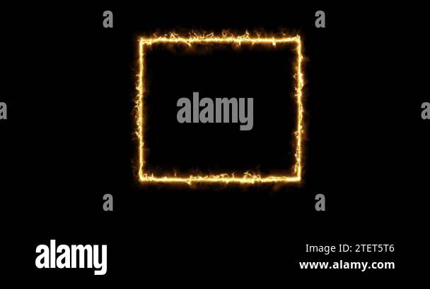 Fiery yellow red rectangle on a black background. Abstract rectangle ...