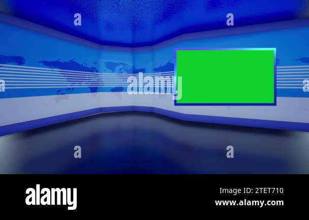 Virtual Set Studio For Chroma Footage. 3D rendering background is ...