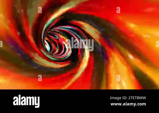 Loop of Abstract hypnotic colorful acrylic paint vortex warp tunnel ...