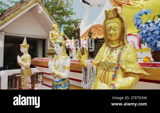 Buddhist Gold Statues Close Up at a Chiang Mai Buddhist Temple in ...