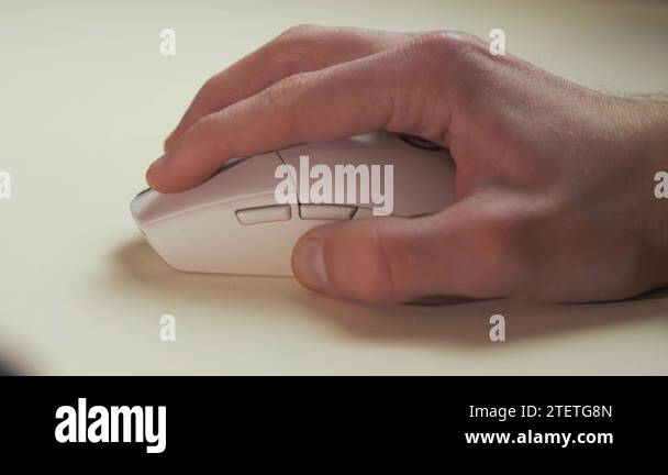 Man's hand using wireless mouse scrolling internet Stock Video Footage ...