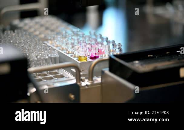 Materials laboratory using robotics to test various chemical properties ...