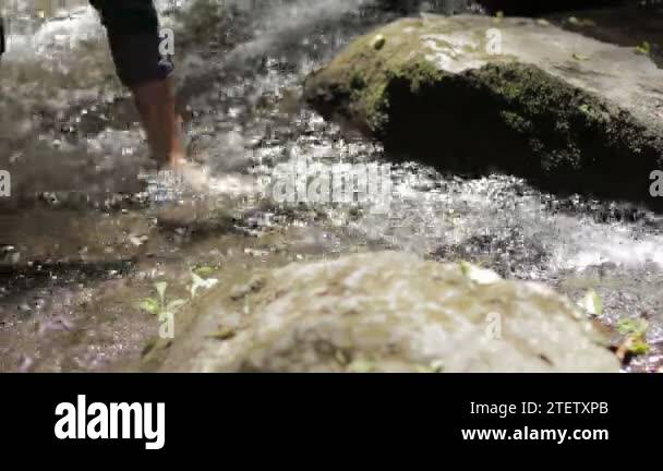 Man Walking Barefoot Stock Video Footage Alamy