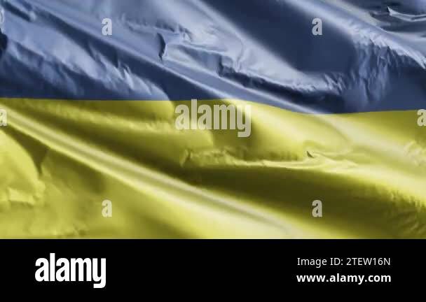 Ukraine flag waving on the wind loop. Ukrainian banner swaying on the ...