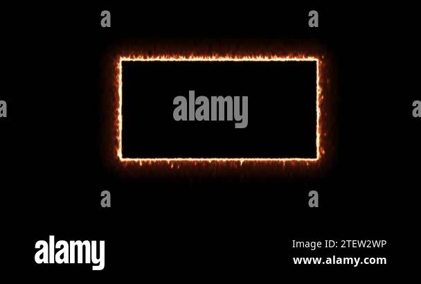 Fiery yellow red rectangle on a black background. Abstract rectangle ...