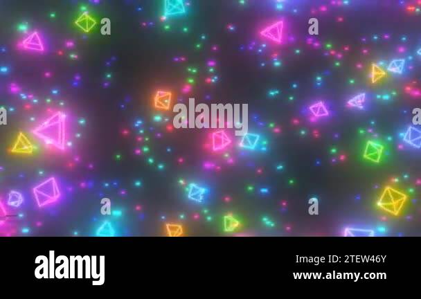 Retro 80s Rainbow Color Television Wireframe Pyramids Glitchy Space ...