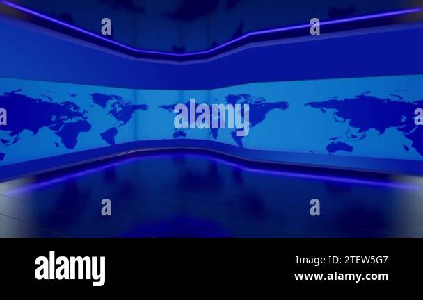 Virtual Set Studio For Chroma Footage. 3D rendering background is ...