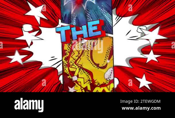 The 90s. Motion poster. 4k animated Comic book word text moving on ...