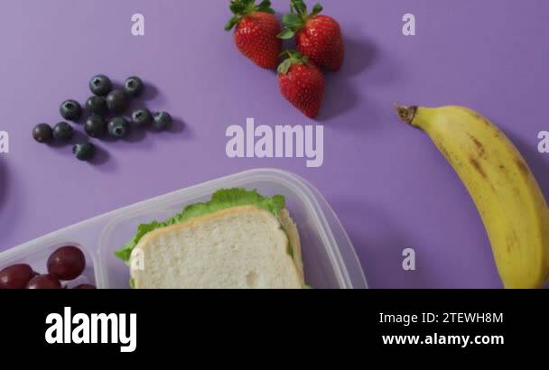 Video of healthy packed lunch of fruits and vegetables. fresh vegan ...