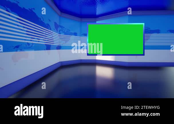 Virtual Set Studio For Chroma Footage. 3D rendering background is ...