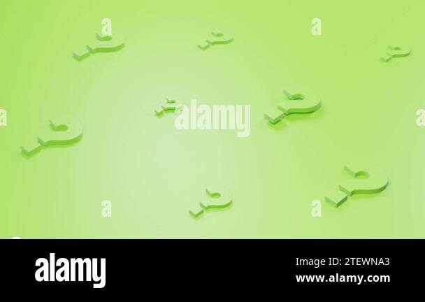Question mark symbols on green surface, one white moving across screen ...