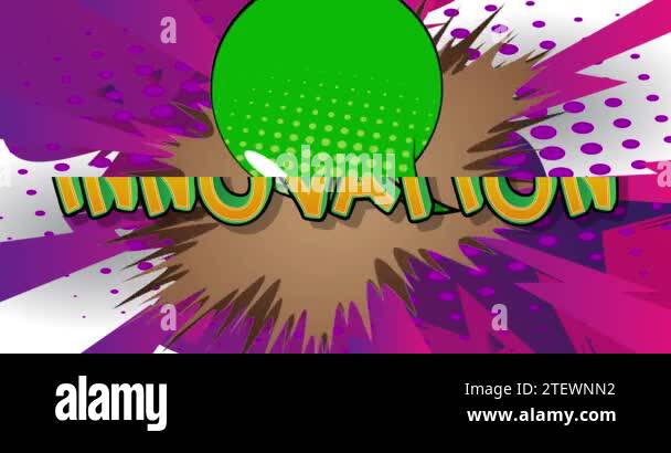 Innovation. Motion poster business concept. 4k animated Comic book word ...