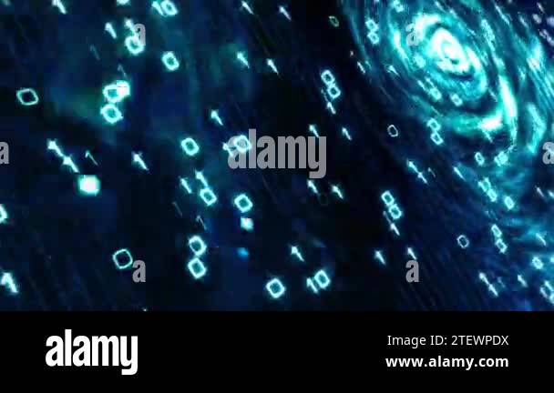 Abstract 3D Magic blue digital tunnel binary motion futuristic matrix ...