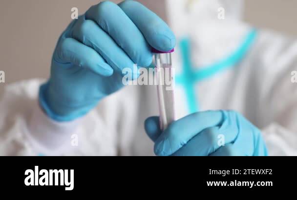 Process of coronavirus PCR antigen testing examination by nurse medic ...
