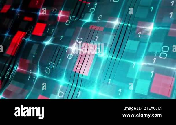 Abstract 3D Magic blue digital tunnel binary motion futuristic matrix ...