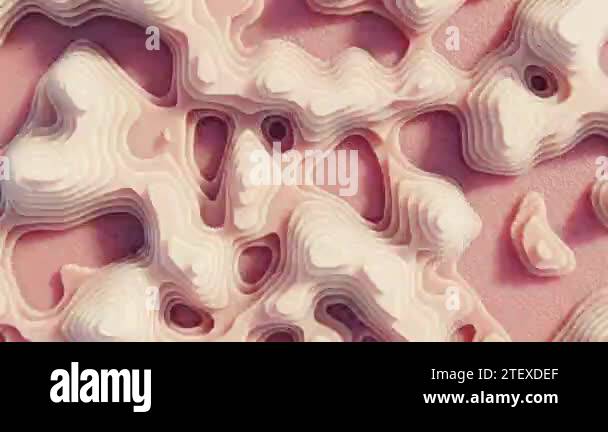 3d looped render of topology wave curved shapes in skin colour and ...
