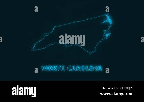 Plexus flat map showing the state of North Carolina from the United ...