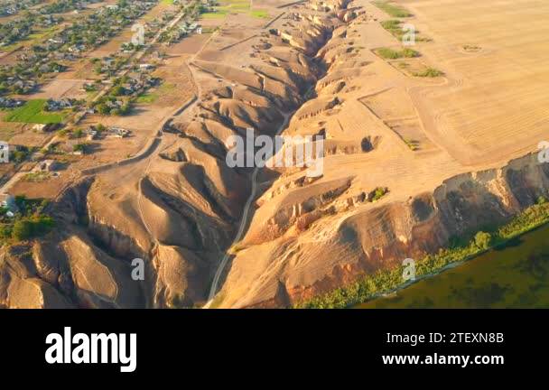 Spectacular topography created by soil erosion, incised meanders of the ...