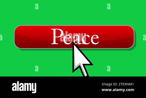Cursor clicks on Peace button. Pointer arrow cursor clicking. Animated ...
