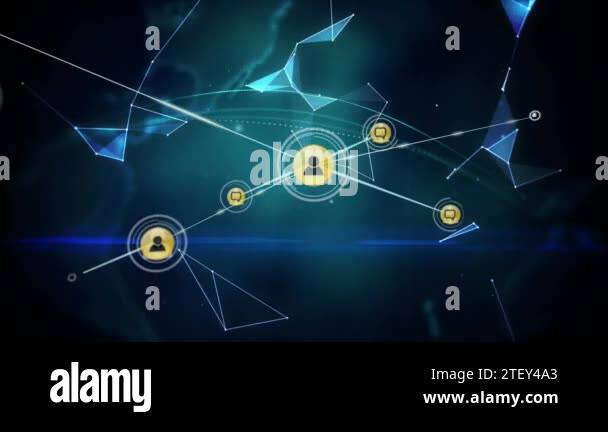 Animation of growing network of people and speech bubble icons ...